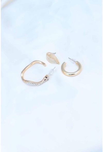 Clariss Üçlü Gold Renk Kadın Küpe