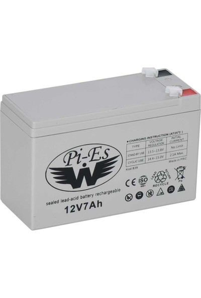 Wpies Akü 12V 7A (15X6.2X9.3CM) Beyaz Ups