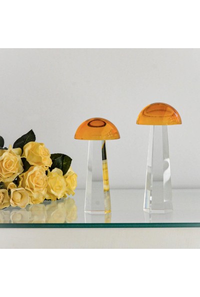 Mutfakfoni 2li Turuncu Kristal Mantar Dekoratif Obje