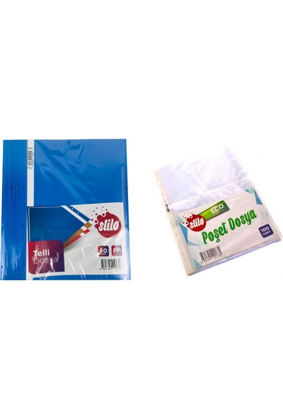 Stilo Telli Dosya Mavi 50'li + Stilo Poşet Dosya 100'LÜ