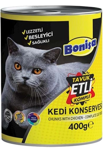 Bonisa 400 gr Parça Tavuk Etli Kedi Konserve 12'li Bonisa 400 gr Parça Tavuk Etli Kedi Konserve 12'li