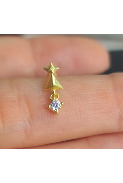 Mooije Silver Tek Taşlı Ok Gümüş Piercing Mooije Silver Tek Taşlı Ok Gümüş Piercing