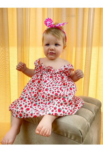 Mila Kids Çilekli, Askılı Elbise Kız Bebek