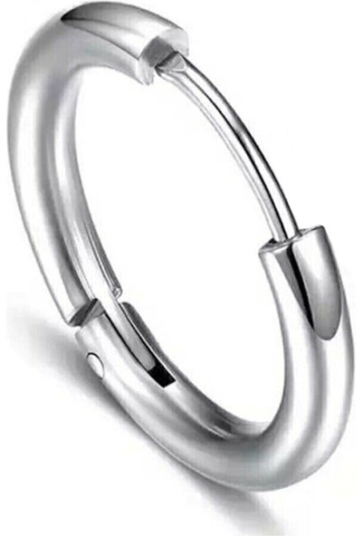 The Collection Unisex Cerrahi Çelik Gümüş Renk 12 mm Halka Küpe