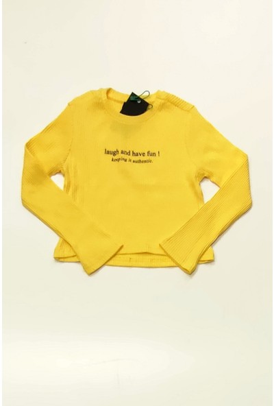 Fitilli Kumaş , Crop Sweatshirt (Sarı). Fitilli Kumaş , Crop Sweatshirt (Sarı).