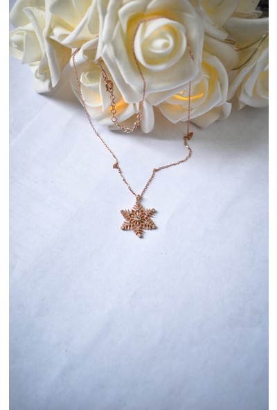 Jade Shine 925 Ayar Rose Kar Tanesi Kolye