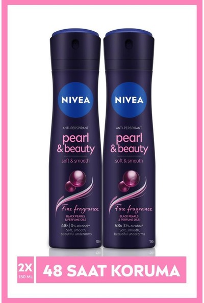 Nıvea Kadın Sprey Deodorant Pearl&beauty Fine Fragrance,48 Saat Anti-Perspirant Koruma 150ML X2 Adet Nıvea Kadın Sprey Deodorant Pearl&beauty Fine Fragrance,48 Saat Anti-Perspirant Koruma 150ML X2 Adet
