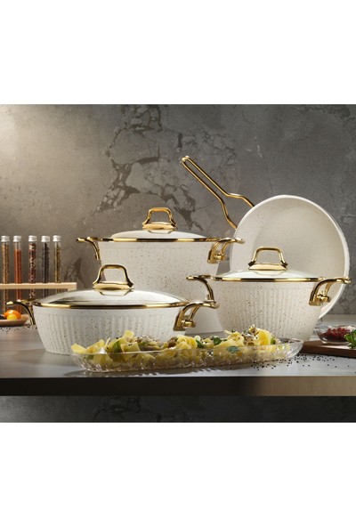 Lines Maya 7 Parça Tencere Seti - Beyaz Lines Maya 7 Parça Tencere Seti - Beyaz