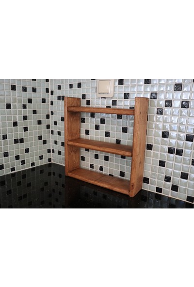 Anra Mutfak Tezgah Üstü Ahşap Raf Baharatlık