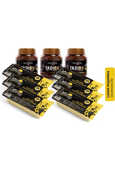 Gündoğdu Taze Kaşar Peynir 700 gr 6'lı + Abdurrahman Tatlıcı Tadıbu 330GR 3'lü Gündoğdu Taze Kaşar Peynir 700 gr 6'lı + Abdurrahman Tatlıcı Tadıbu 330GR 3'lü