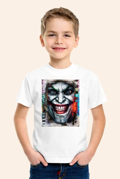 Karya Butik Joker Baskılı Beyaz Çocuk T-Shirt 04