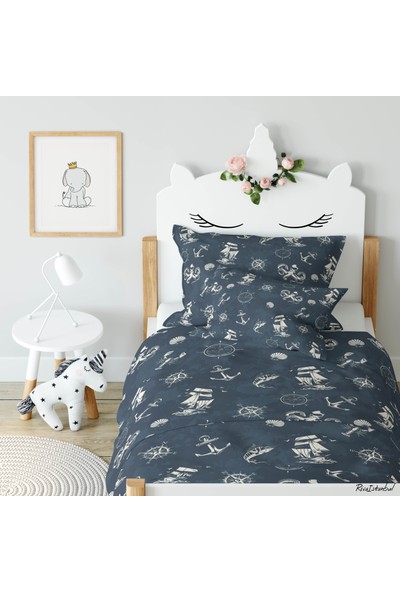 Rivaİstanbul Denizci Dünyası Çocuk Nevresim Pamuk Saten (Çarşafsız)