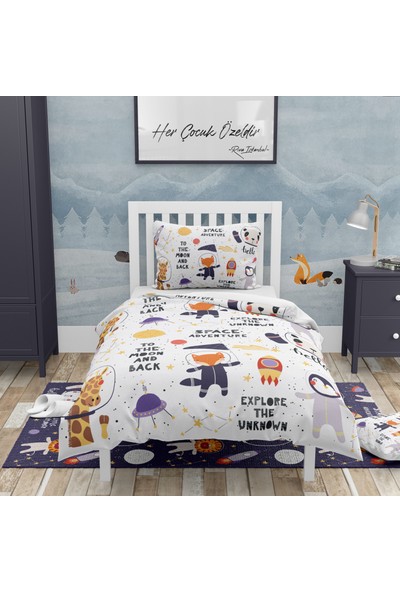Rivaİstanbul Sevimli Astronotlar Beyaz Çocuk Nevresim Takımı Pamuk Saten (Çarşafsız) Rivaİstanbul Sevimli Astronotlar Beyaz Çocuk Nevresim Takımı Pamuk Saten (Çarşafsız)