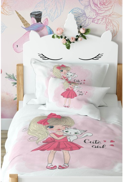 Rivaİstanbul Sevimli Kız ve Kedi Çocuk Nevresim Takımı Pamuk Saten (Çarşafsız) Rivaİstanbul Sevimli Kız ve Kedi Çocuk Nevresim Takımı Pamuk Saten (Çarşafsız)
