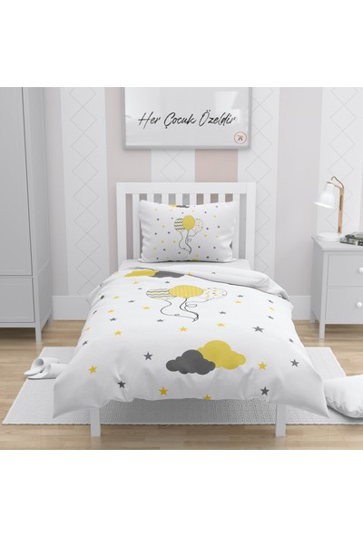 Rivaİstanbul Üçlü Balon Çocuk Nevresim Takımı Pamuk Saten (Çarşafsız)