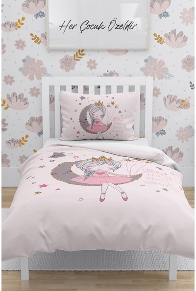 Rivaİstanbul Ay Kızı Çocuk Nevresim Takımı Pamuk Saten (Çarşafsız)