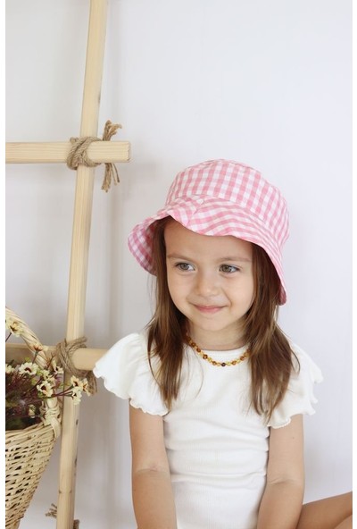 Le Petit Sole Kız Çocuk Kareli Şapka