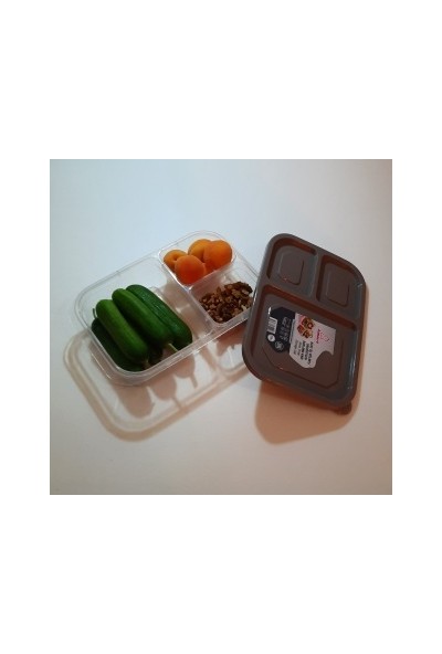 Üç Bölmeli Dikdörtgen Saklama Kabı Üç Bölmeli Dikdörtgen Saklama Kabı