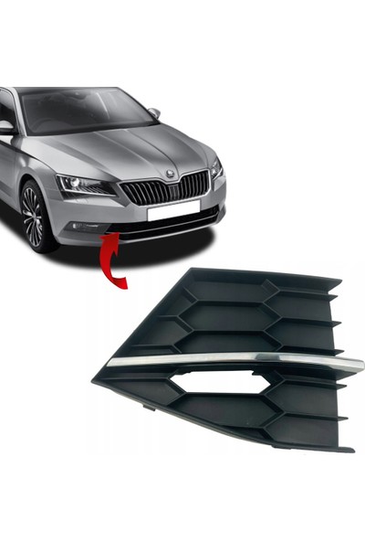 OEM Skoda Superb 3 Ön Tampon Izgara Sağ Yan Kromlu 2015-2019 OEM Skoda Superb 3 Ön Tampon Izgara Sağ Yan Kromlu 2015-2019
