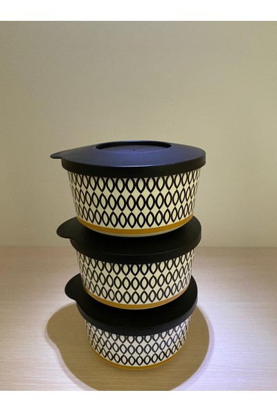 Mehfer 3'lü Saklama Kabı Oval Desen 550 ml Mehfer 3'lü Saklama Kabı Oval Desen 550 ml