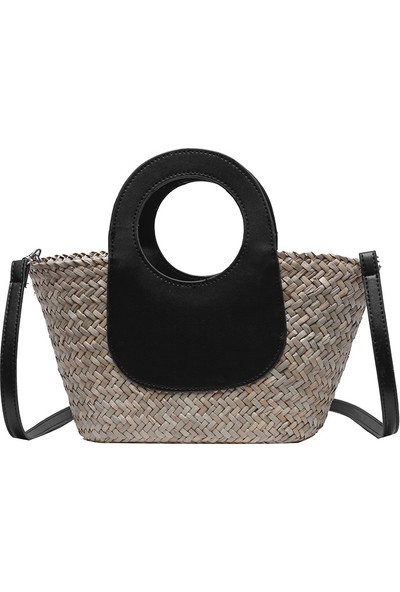 Love Home Hasır Omuz Çantası - Siyah (Yurt Dışından)