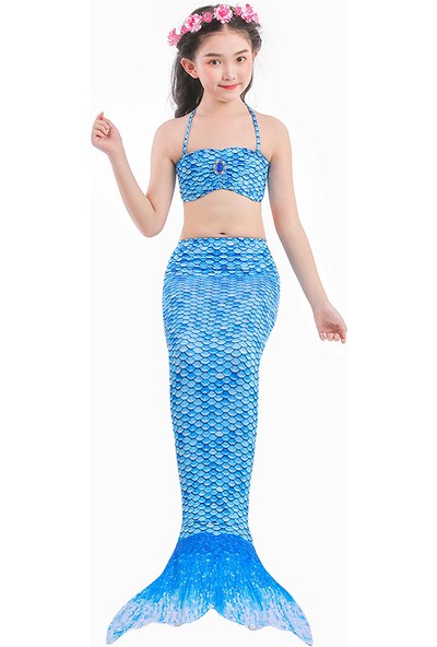 Happyhome Deniz Kızı Temalı Üç Parça Kız Çocuk Bikini Seti - Mavi (Yurt Dışından) Happyhome Deniz Kızı Temalı Üç Parça Kız Çocuk Bikini Seti - Mavi (Yurt Dışından)