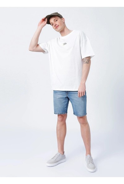 National Geographıc Adventure Bisiklet Yaka Oversize Baskılı Beyaz Erkek T-Shirt