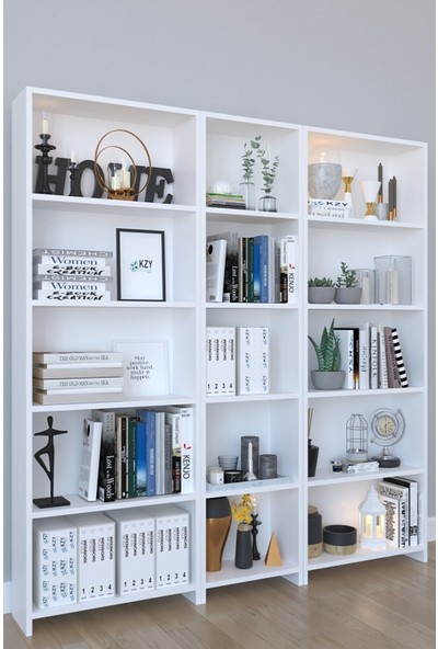 Book 5 Raflı Geniş Kitaplık - Beyaz Book 5 Raflı Geniş Kitaplık - Beyaz