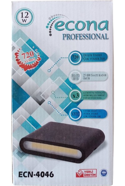 12W LED Siyah Kasa Dek.aplik Günışığı 3000K 12W LED Siyah Kasa Dek.aplik Günışığı 3000K