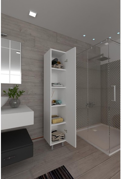 Ünüvar Konsept Pak 5 Raflı Banyo Boy Dolabı Beyaz