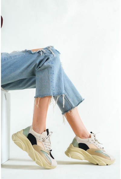 El Işçiliği Vizon Yeşil Bayan Spor Ayakkabı