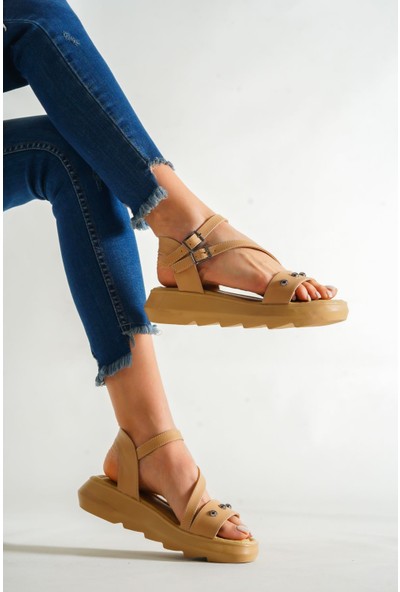 Sinelay El Işçiliği Vizon Tokalı Taşlı Rahat Bayan Cilt Sandalet Sinelay El Işçiliği Vizon Tokalı Taşlı Rahat Bayan Cilt Sandalet