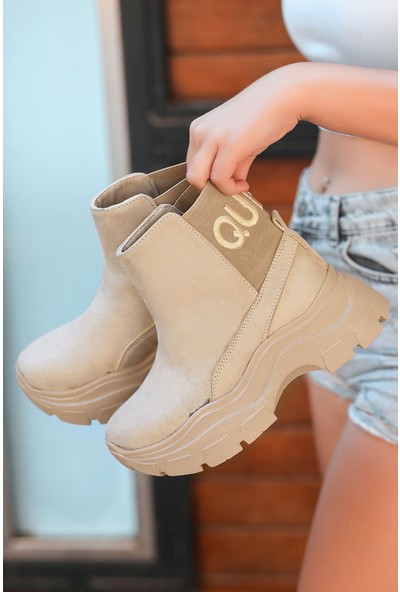 El Işçiliği Vizon Lüks Süet Kalın Taban Su Geçirmez Kadın Bot