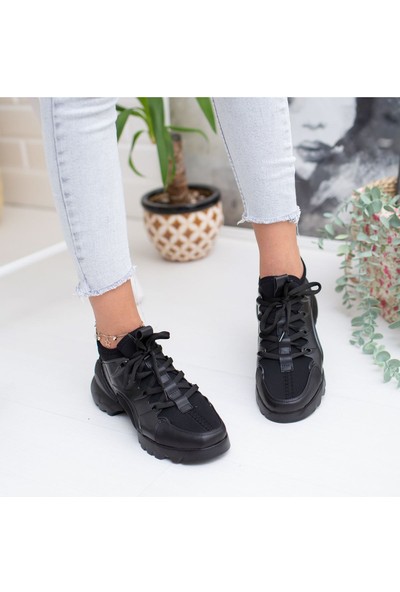 Sinelay El Işçiliği Siyah Ortapedik Bayan Spor Ayakkabı