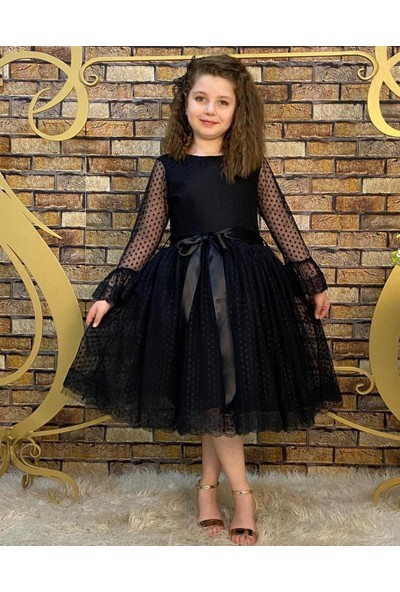 Abiye Kids Siyah Prenses Model Çocuk Abiye