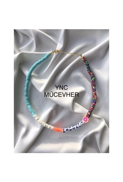 Ync Mücevher Fimo Boncuklu Empathy Slogan Kolye
