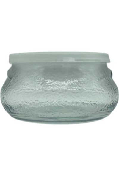 Buz Desenli Cam Yoğurt Kasesi Kapaklı 14X14X7CM