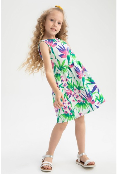 DeFacto Kız Çocuk Çiçekli Kolsuz Elbise W1004A621HS