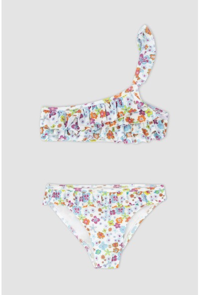DeFacto Kız Çocuk Desenli Tek Omuzlu Bikini Takım V8472A622HS