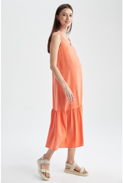 DeFacto Regular Fit Uzun Hamile Elbise Y2989AZ22HS