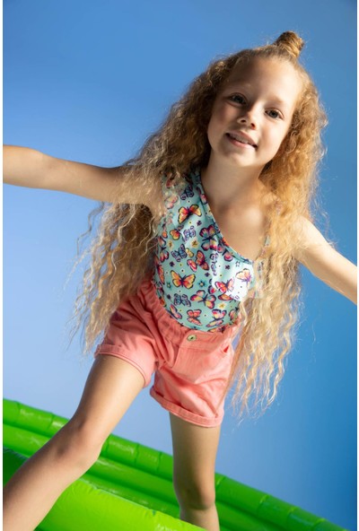 DeFacto Kız Çocuk Desenli Esnek Dokulu Mayo W9298A622SM DeFacto Kız Çocuk Desenli Esnek Dokulu Mayo W9298A622SM