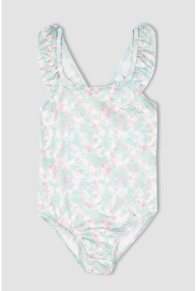 DeFacto Kız Çocuk Desenli Esnek Mayo X5170A622SM