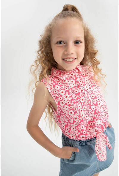DeFacto Kız Çocuk Çiçek Desenli Bağlama Detaylı Kolsuz Gömlek T3978A622SM DeFacto Kız Çocuk Çiçek Desenli Bağlama Detaylı Kolsuz Gömlek T3978A622SM