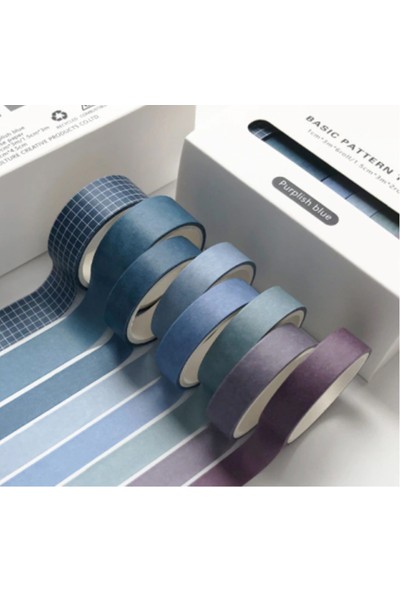 Vox Art Washi Dekor Bant Seti 8'li Mix Ölçü x 4 mt -MAVI-698