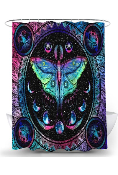 Yilegou 180X180CM Baskılı Su Geçirmez Duş Perdesi - Çok Renkli (Yurt Dışından)