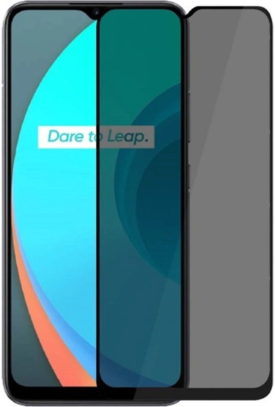 Realme C15 Tam Kapatan Gizlilik Filtreli Hayalet Cam Ekran Koruyucu