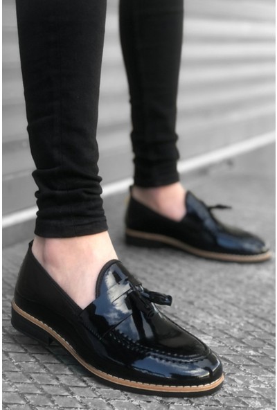 Hes Parlak Erkek Ince Topuklu Püsküllü Günlük Klasik Casual Ayakkabı