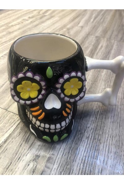 NZM Ticaret 3D Siyah Kuru Kafa Seramik Kupa Bardak NZM Ticaret 3D Siyah Kuru Kafa Seramik Kupa Bardak