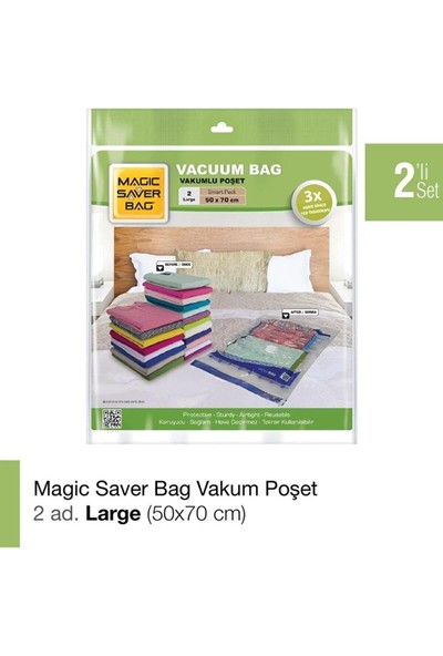 Magic Saver Bag 2’li Large Vakumlu Poşet Magic Saver Bag 2’li Large Vakumlu Poşet