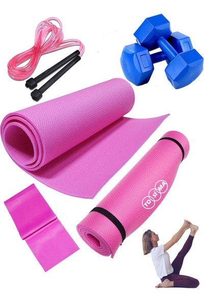 Tosima 4 Parça Pilates Seti Pilates Minderi 1 kg Dambıl Seti Direnç Lastiği Yoga Minderi Seti Tosima 4 Parça Pilates Seti Pilates Minderi 1 kg Dambıl Seti Direnç Lastiği Yoga Minderi Seti